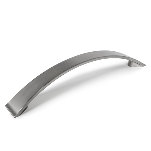 Curved Bar Handle, Brushed Steel Effect, 158mm Long, 128mm Hole Centre ...