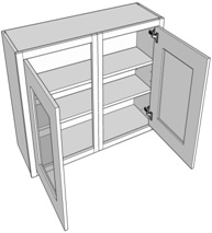 Helmsley Cashmere - 1000mm Double Glazed Wall Unit 720mm High - DIY Kitchens