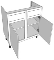 Helmsley Cashmere - 800mm Double Drawerline Sink Base Unit - DIY Kitchens